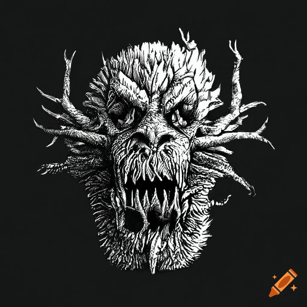 Pen and ink illustration of a hydralisk