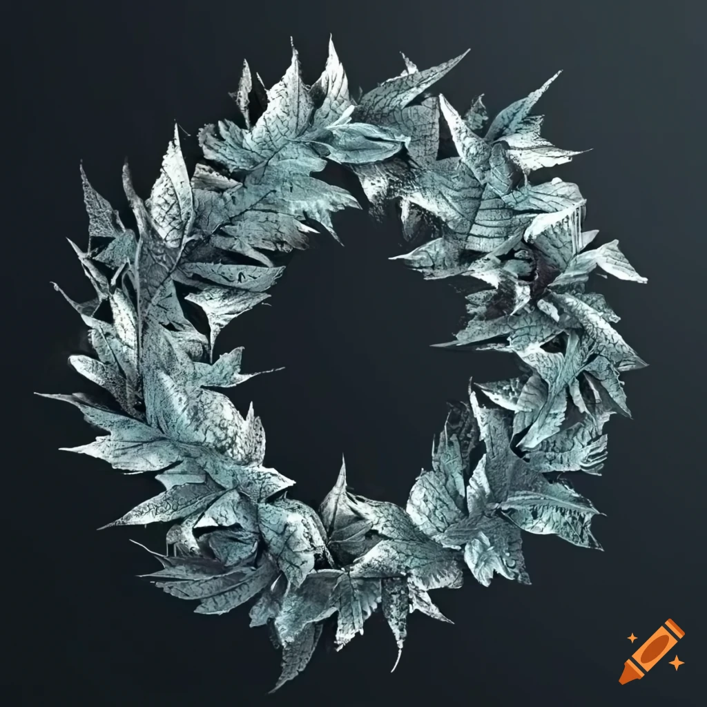 Silver ornamental arch with leaves wreath on Craiyon