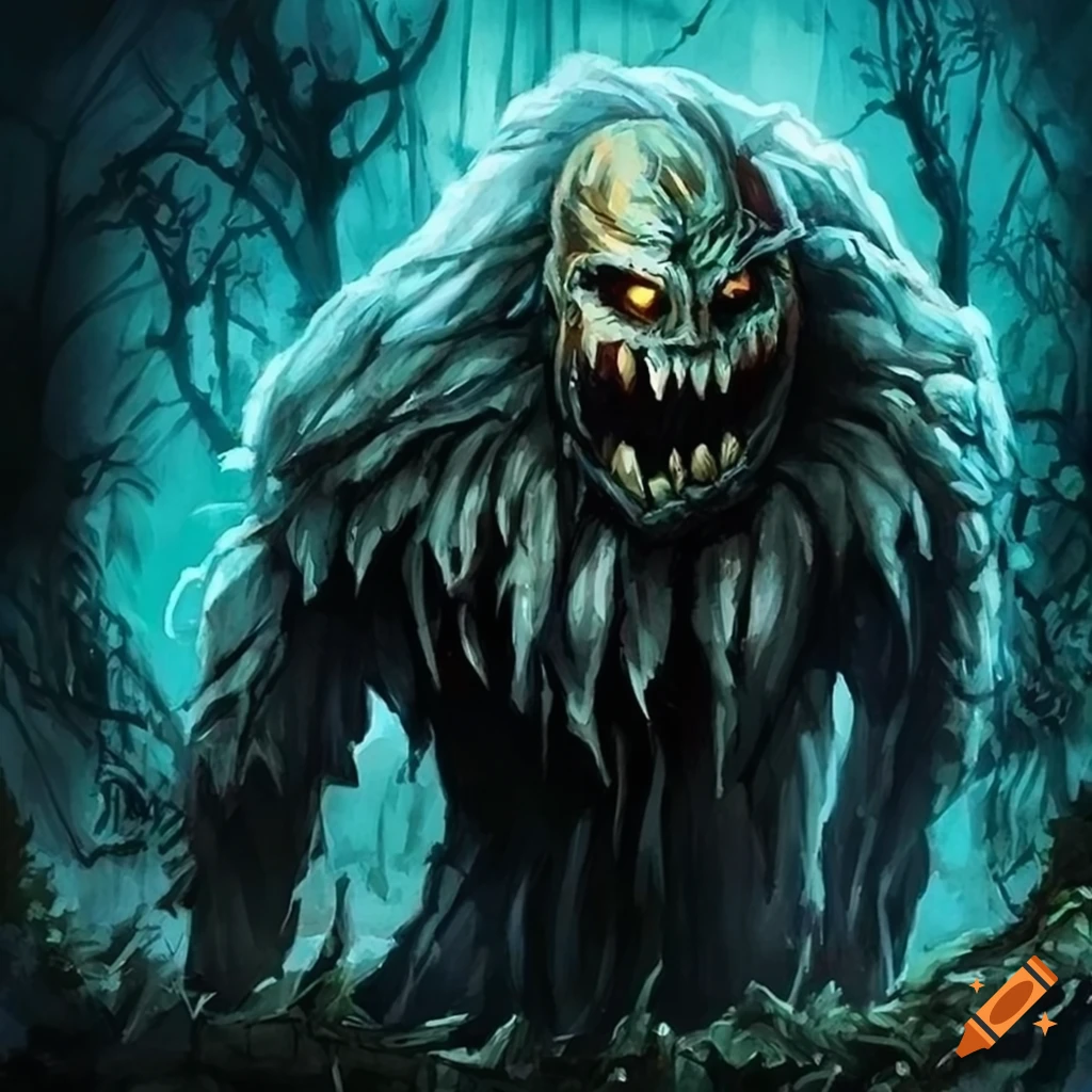 Dark fantasy art of a spooky halloween pumpkin golem on Craiyon
