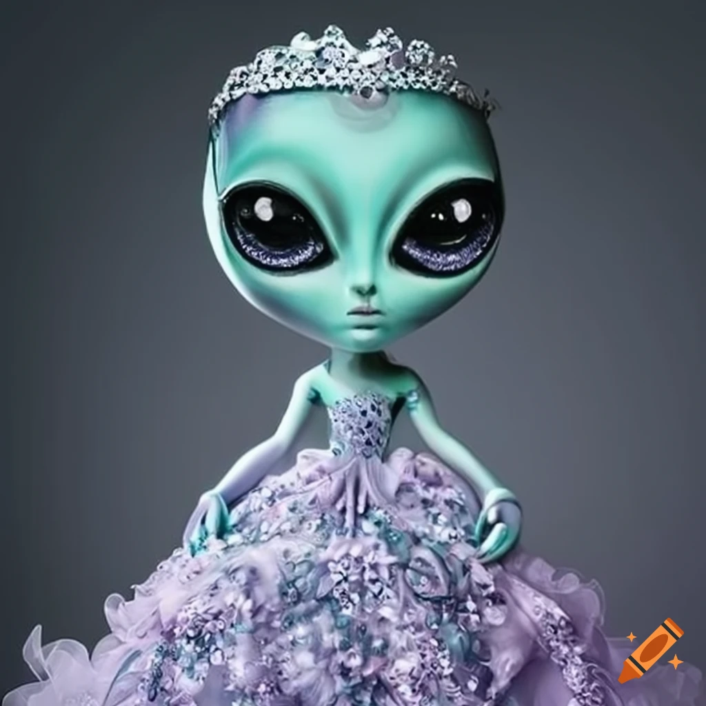 Humorous image of a grey alien celebrating quinceañera