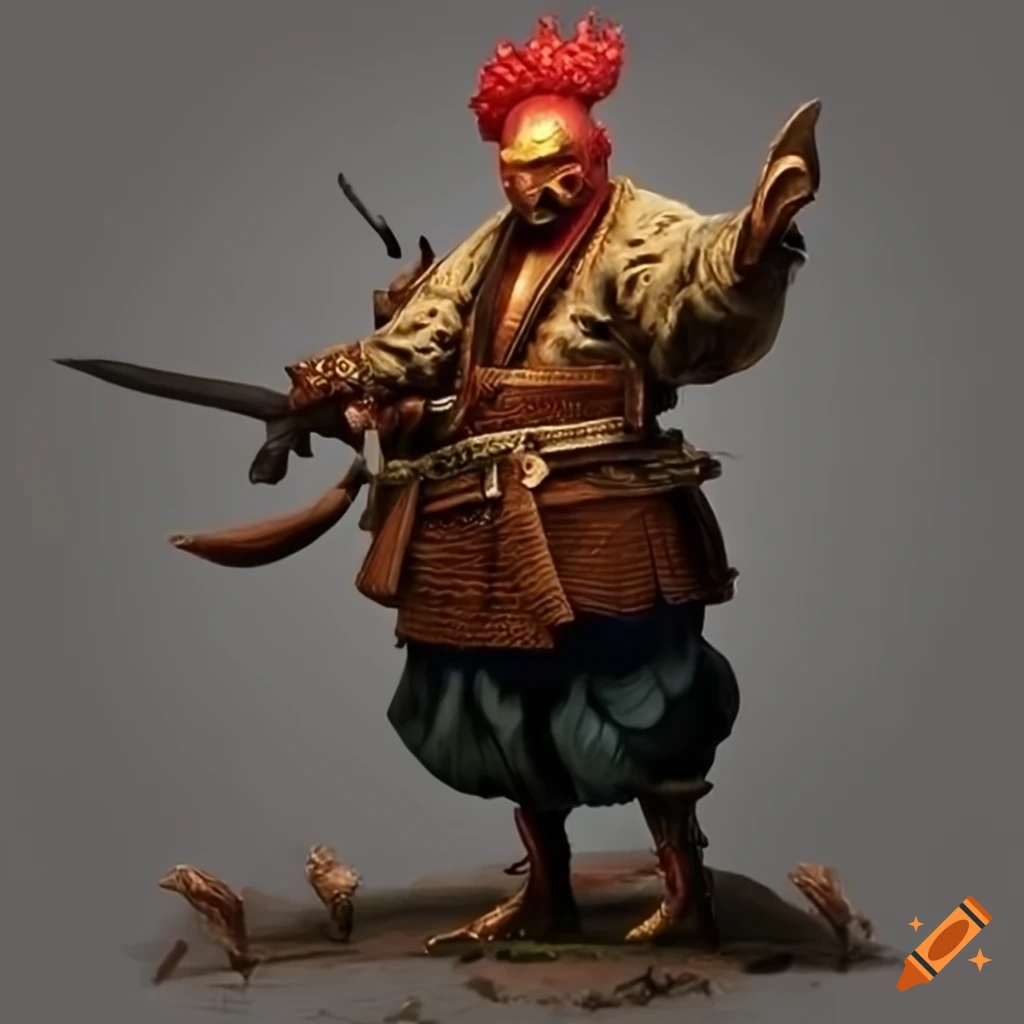 Rooster dressed as a cossack warrior on Craiyon