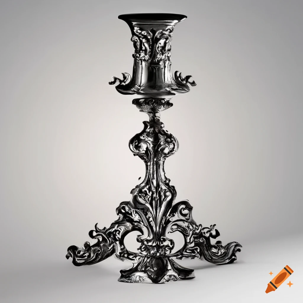 Silver baroque candlestick plate on Craiyon