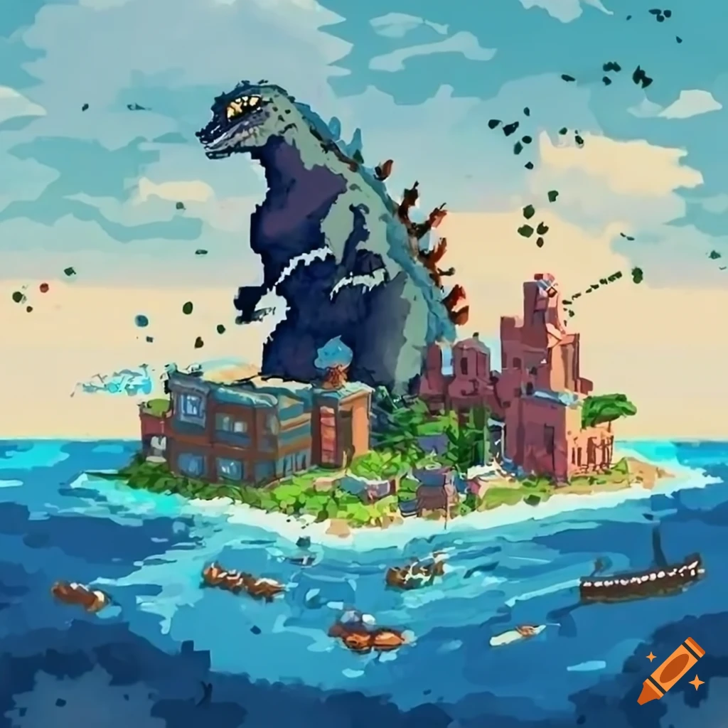 Cute godzilla pixelated on Craiyon