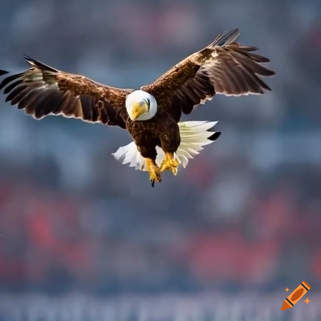 Eagle soaring above a stadium on Craiyon