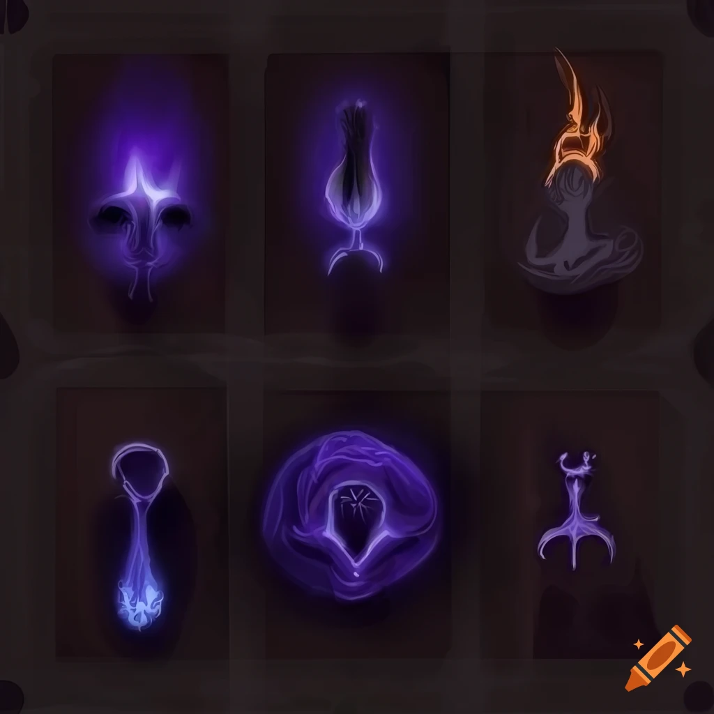 Dark fantasy spells icons collection