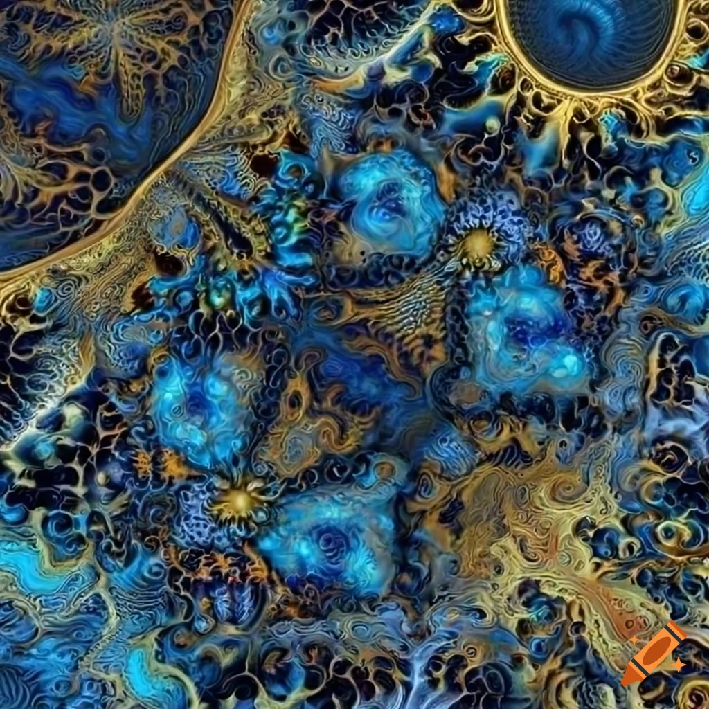 Complex blue and gold fractal pattern