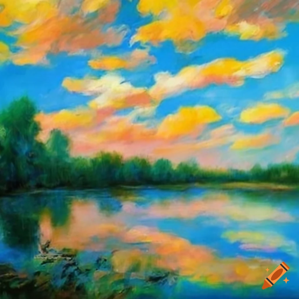 Oil painting of the finnish countryside in monet style on Craiyon