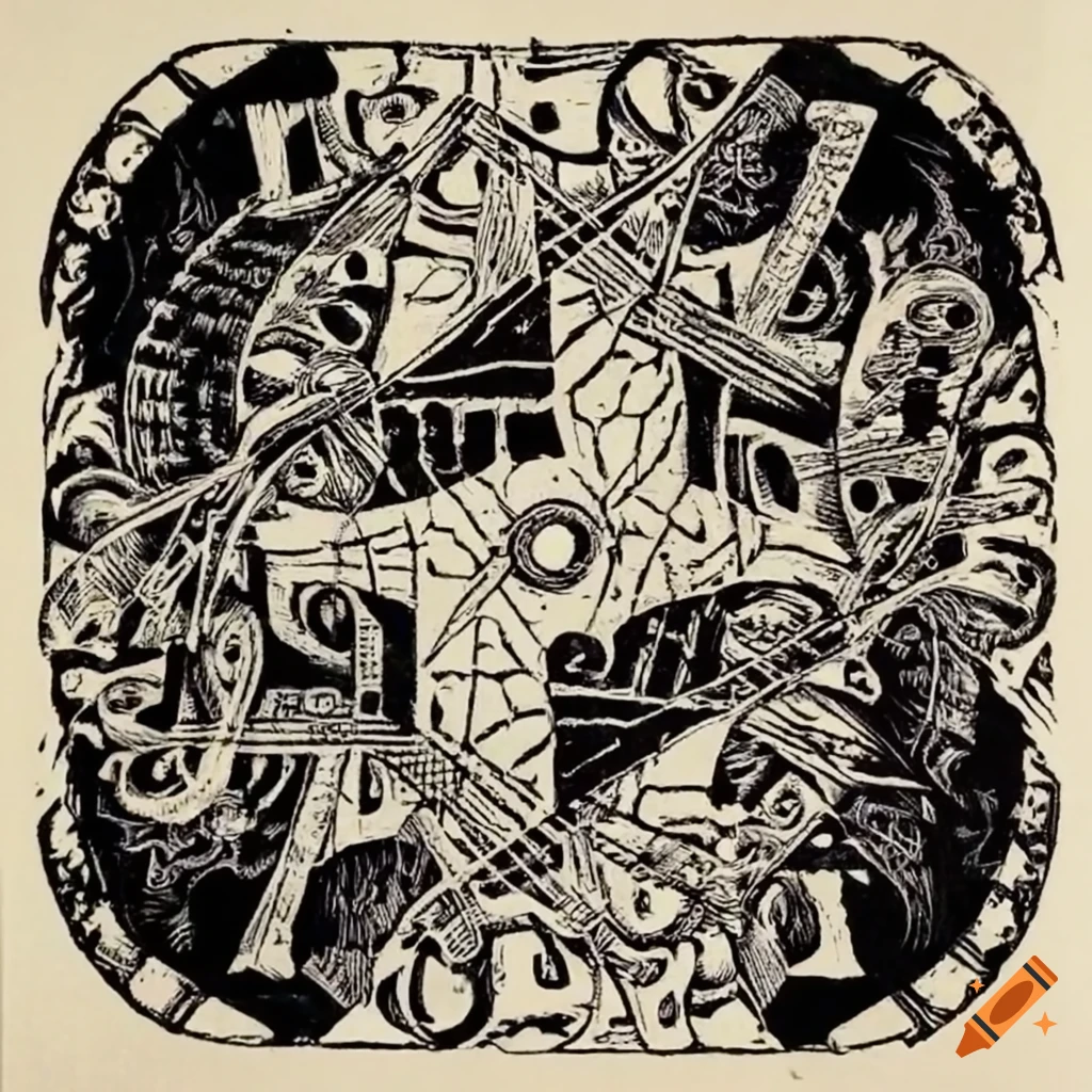 Woodcut of a music cassette by M.C. Escher on Craiyon