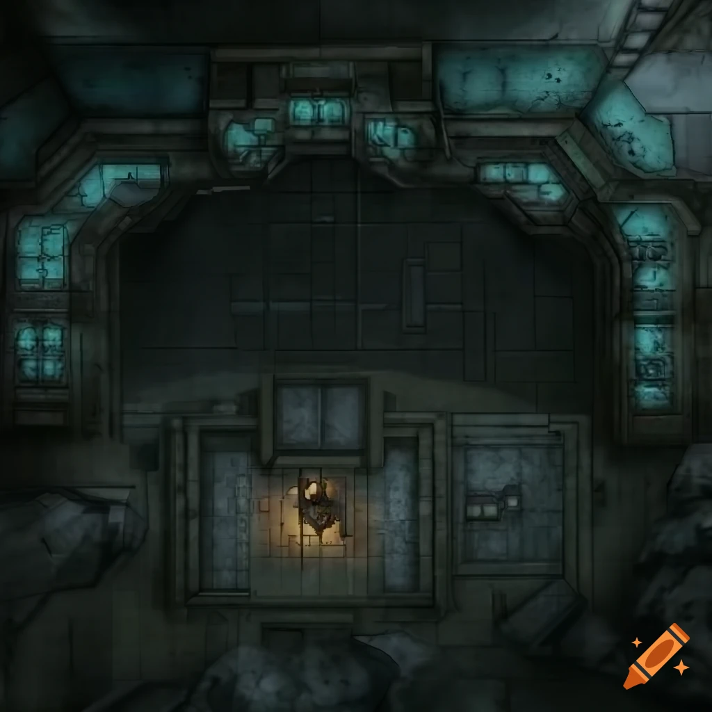 Immersive d&d-style map for a combat encounter in underground tunnels ...