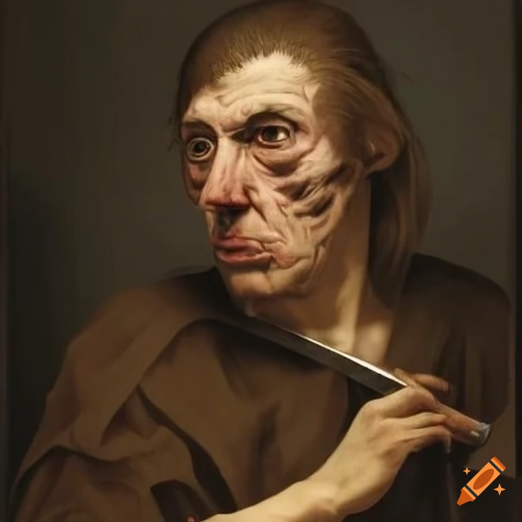 A man with deformed face on Craiyon