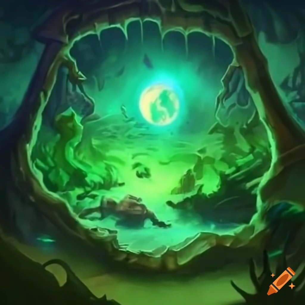 Hearthstone green moon location on Craiyon