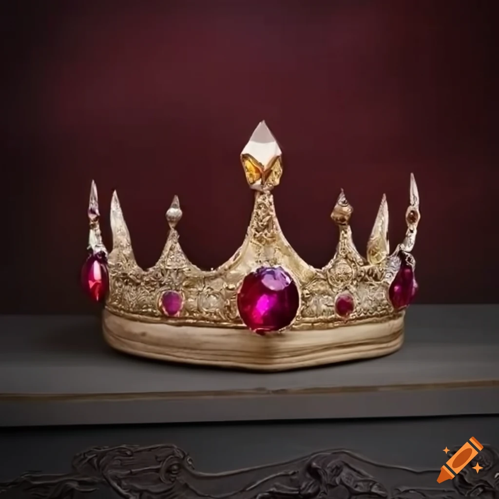 Realistic ruby crown in a museum on Craiyon
