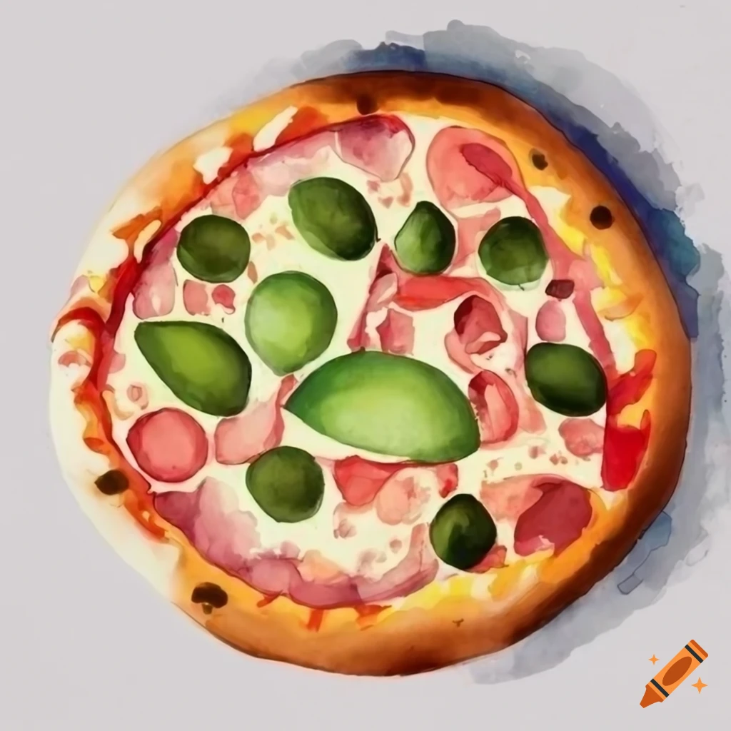 Watercolor painting of a slice of pizza on Craiyon