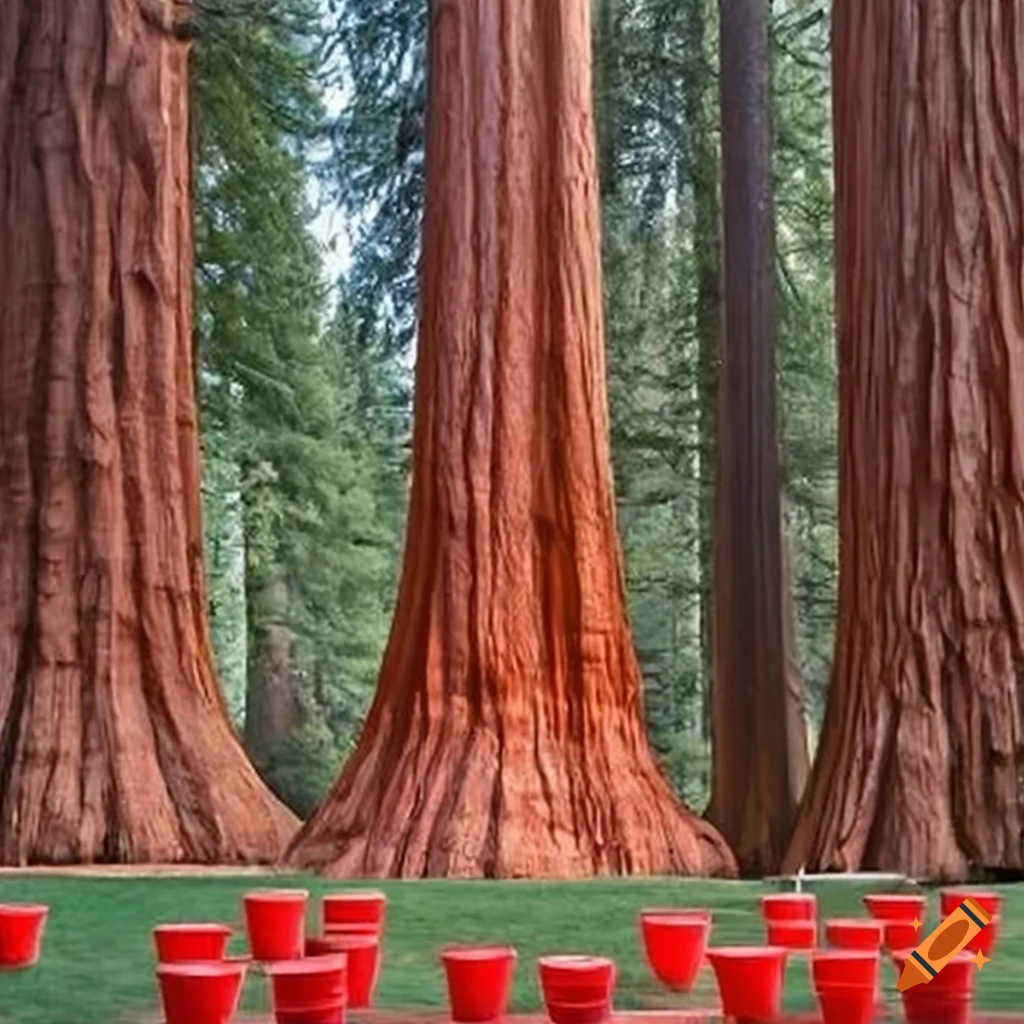 Beautiful sequoia tree with a chicken coop in the background on Craiyon