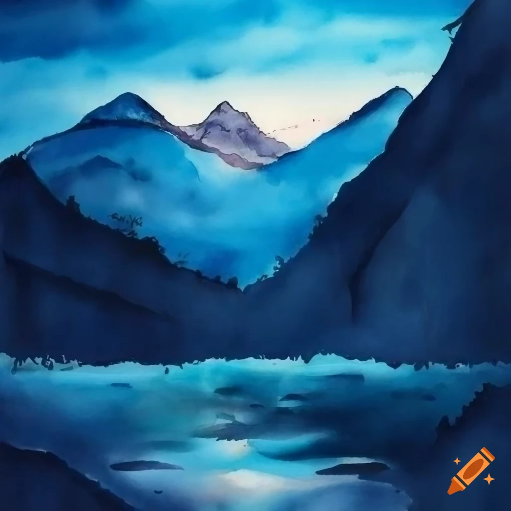 Watercolor painting of mountains on Craiyon