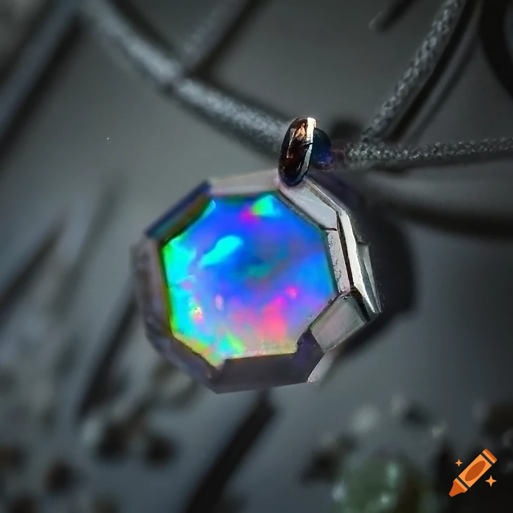 Magical amulet with fire opals and labradorites on Craiyon