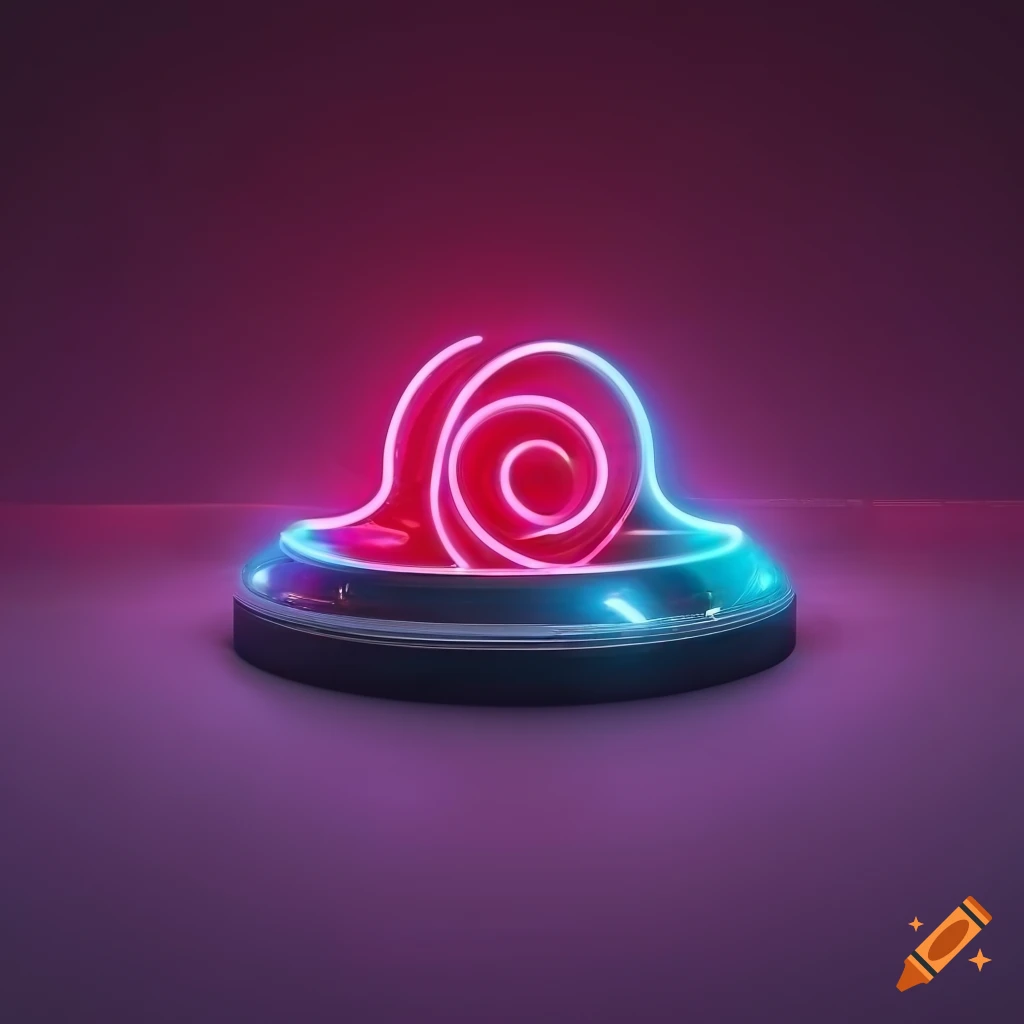 Futuristic object with red grooves and neon lights on Craiyon