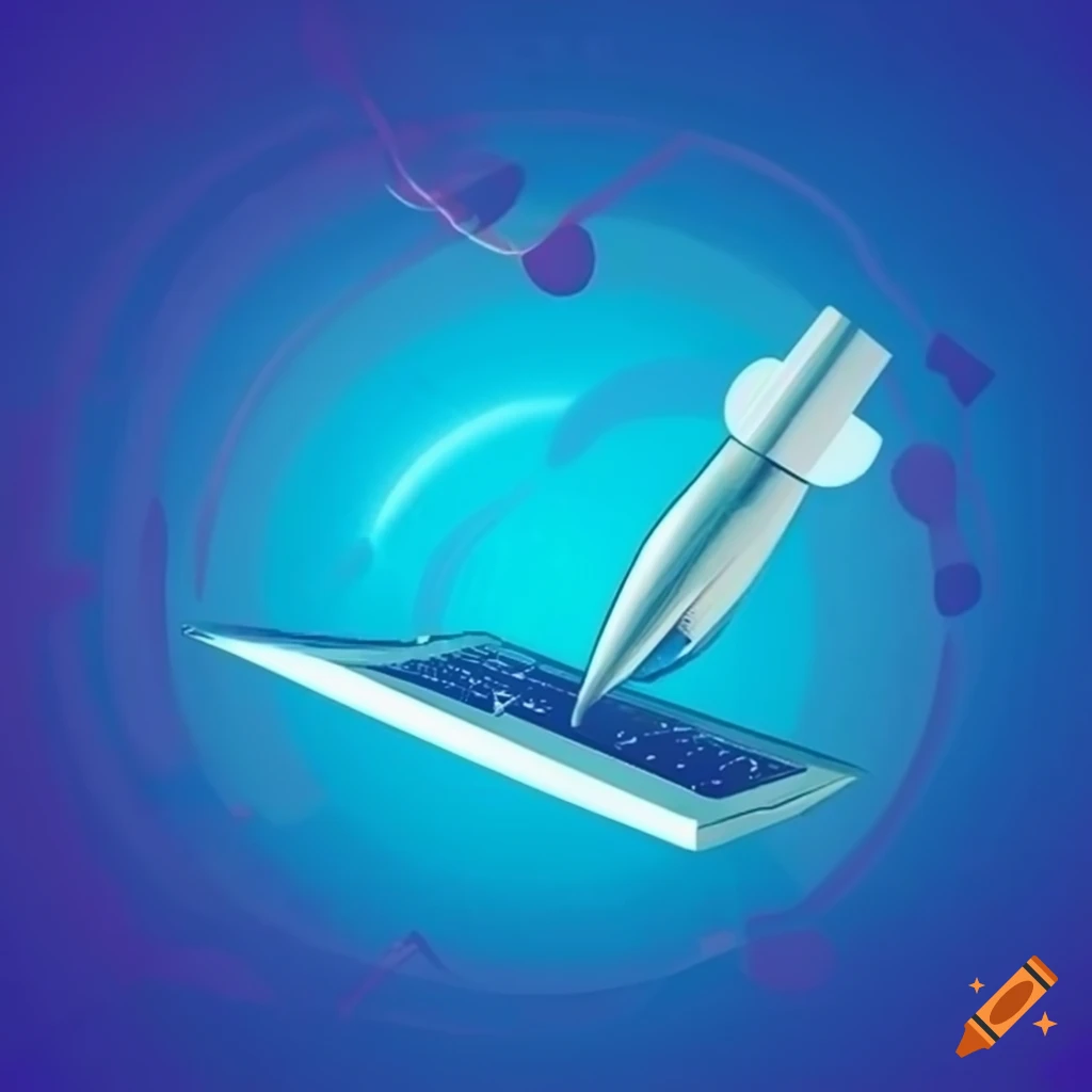 Minimalistic logo design with pen and laptop