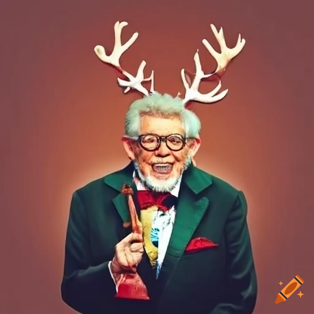 Rolf harris wearing reindeer antlers
