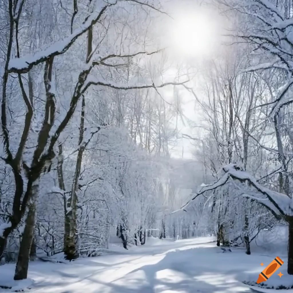 Snowy landscape glowing under the sunlight on Craiyon