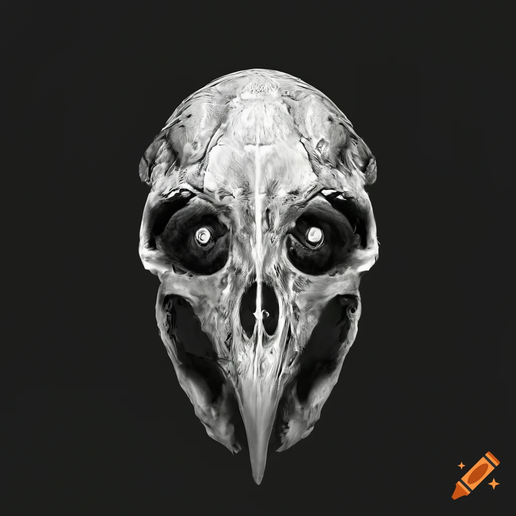 Black and white alien bird skull with futuristic design on Craiyon