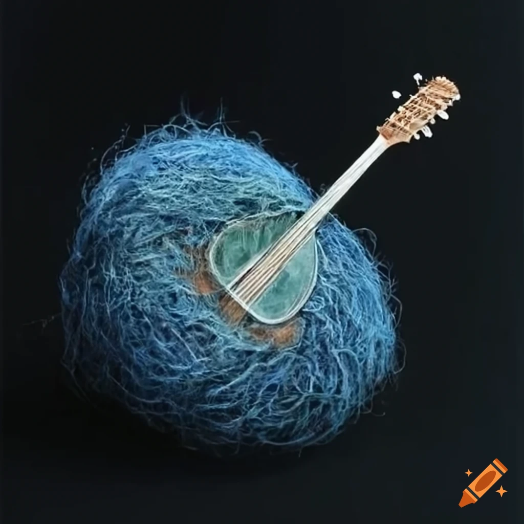 Wool art of a lute played by morpheus on Craiyon