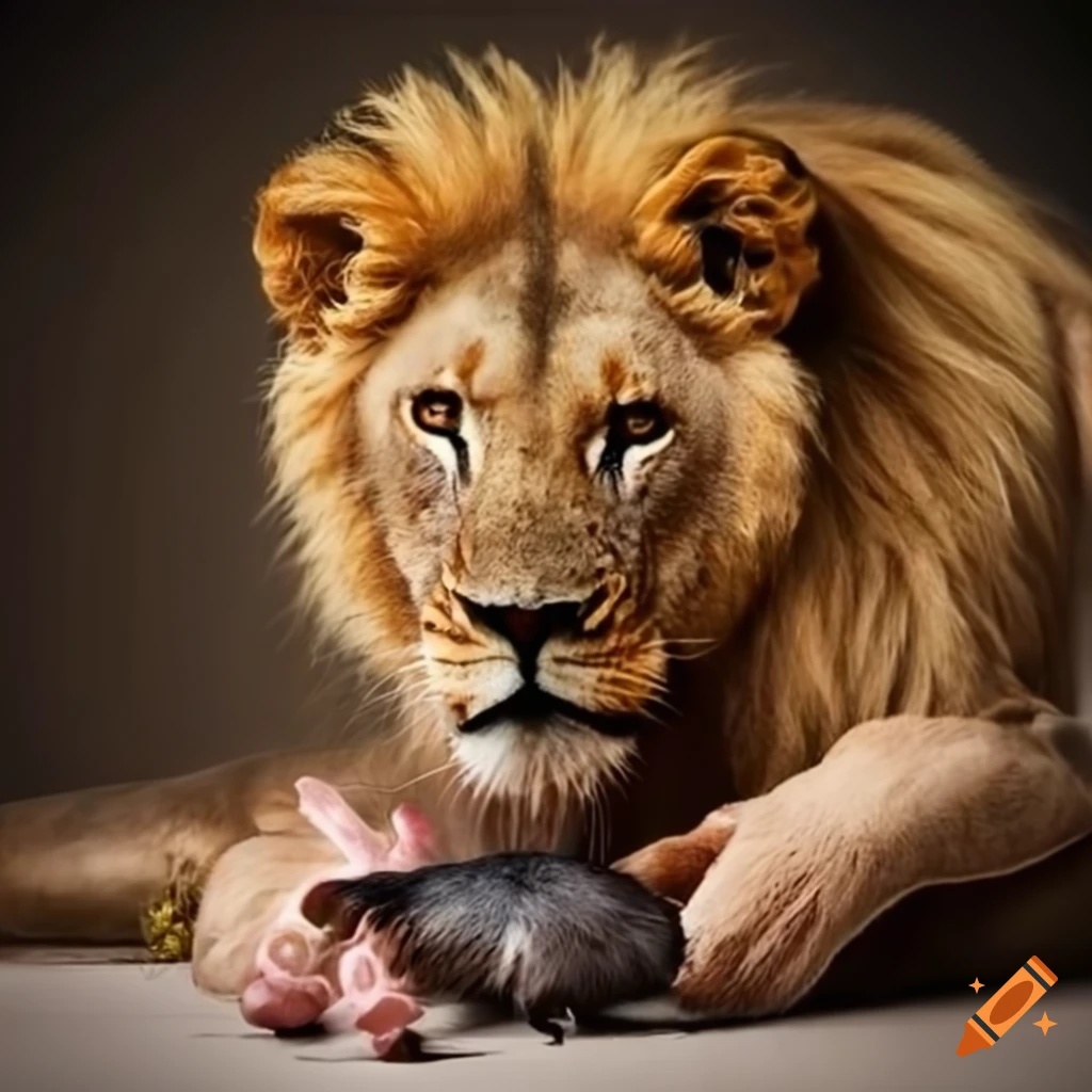 Lion and mouse together on Craiyon