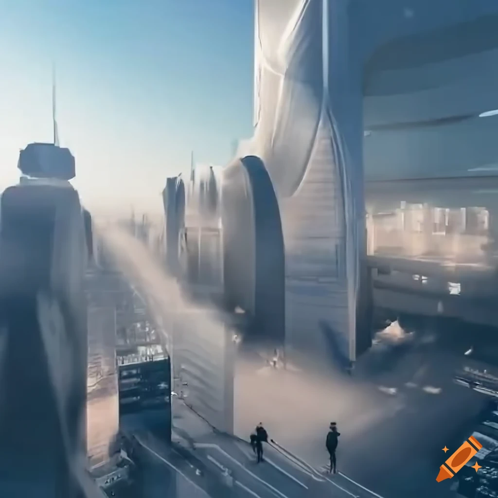 High angle view of a futuristic city street on Craiyon