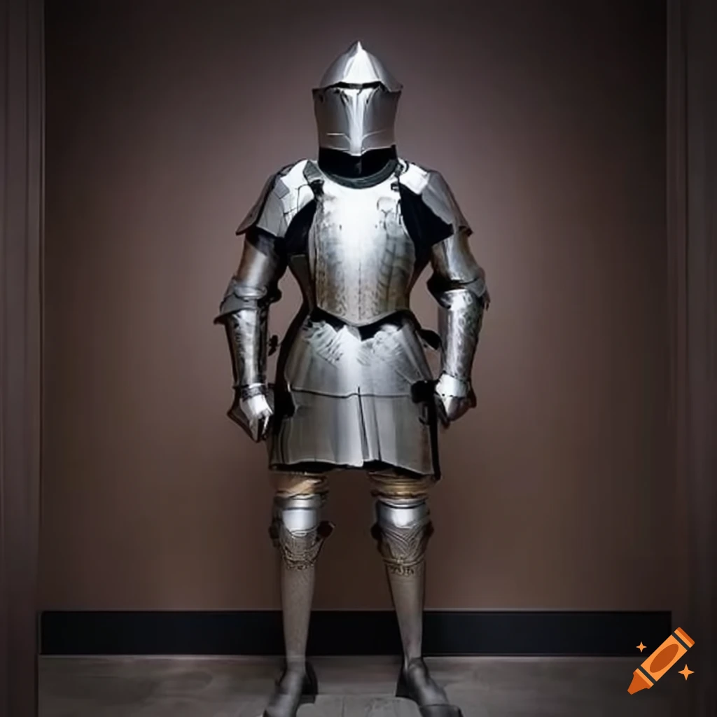 LED lit knight armor in a modern apartment on Craiyon