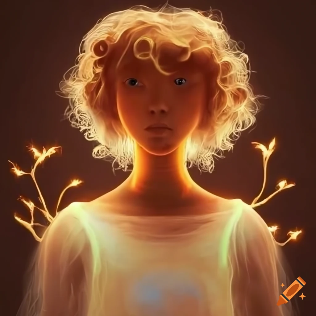 Children glowing with light on Craiyon