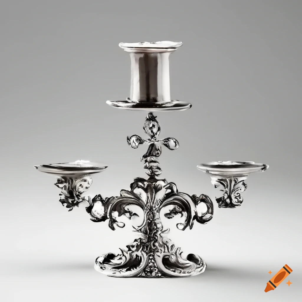 Silver baroque candlestick plate on Craiyon