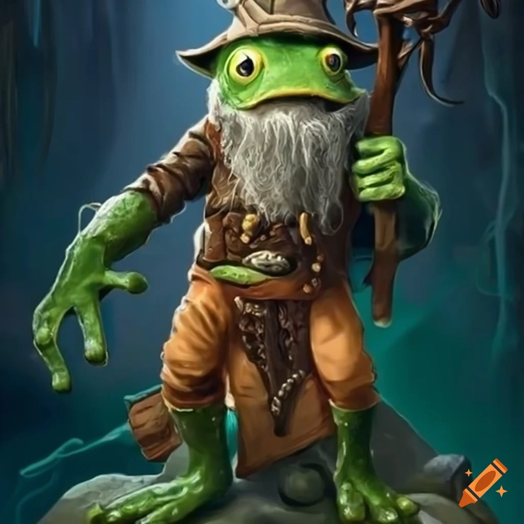 Frog pathfinder ranger in a dress with bow on Craiyon