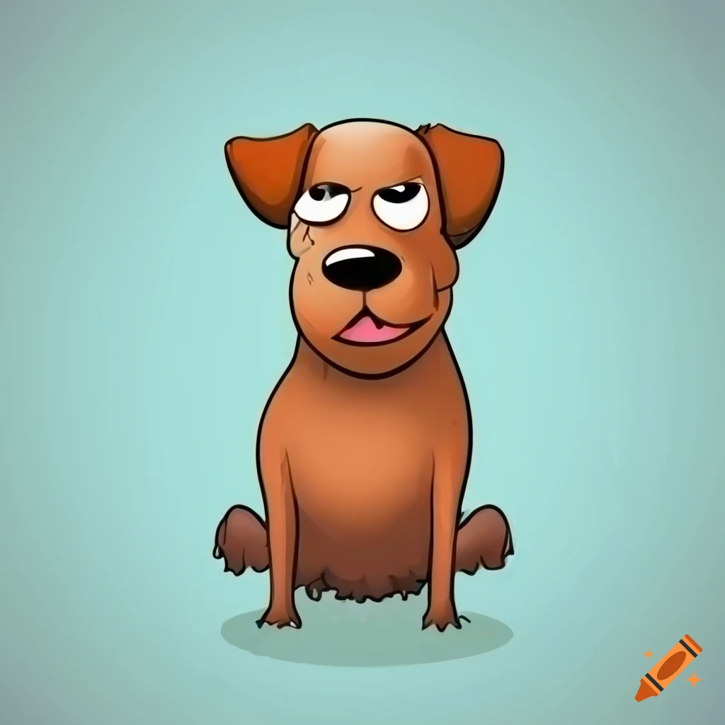 Cartoon of a dog with a mischievous smile pooping on Craiyon
