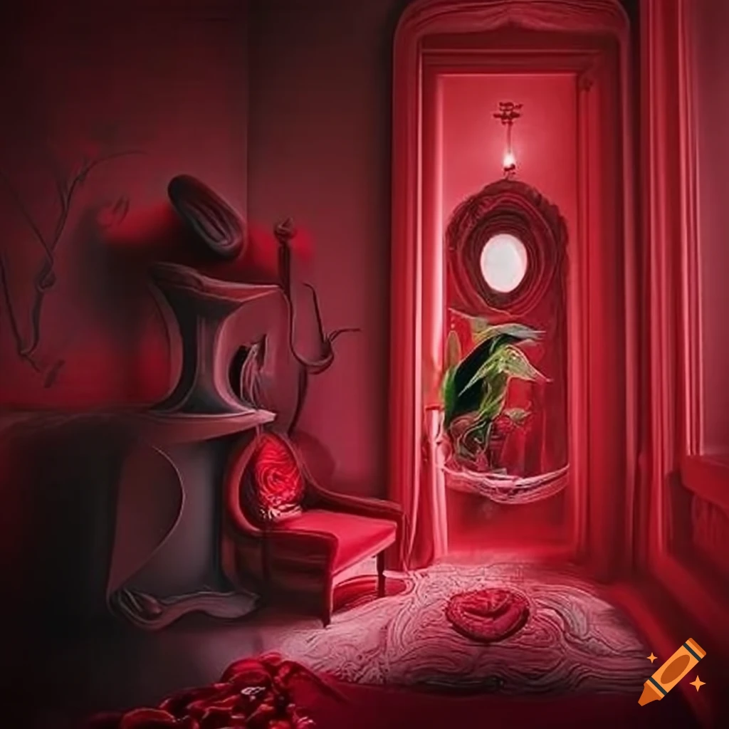 Red room with a magical and fantastical atmosphere on Craiyon