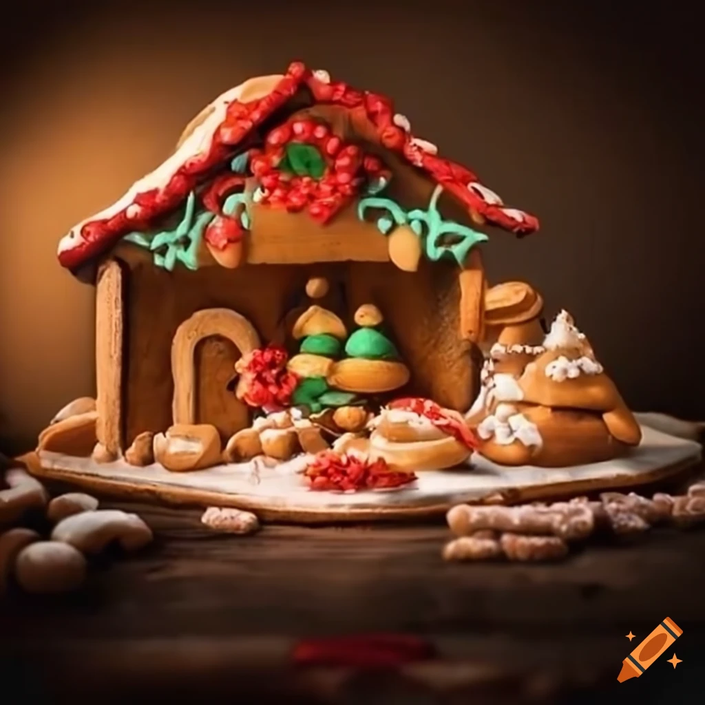 Gingerbread decorating scene on Craiyon