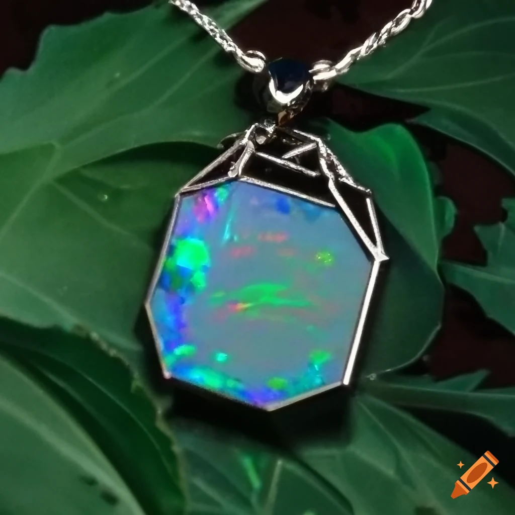 Fantasy necklace of fire opals on Craiyon