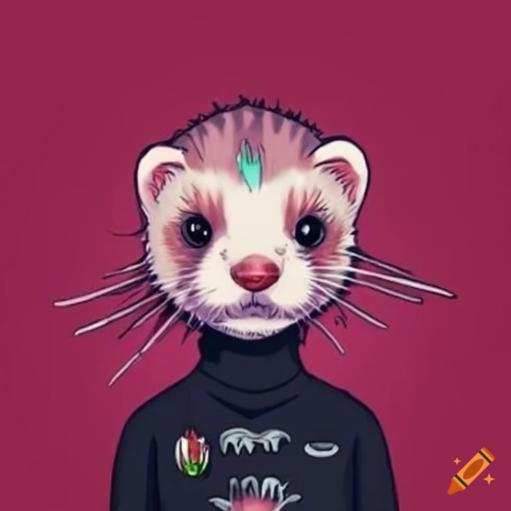 Ferret with punk rock style on Craiyon