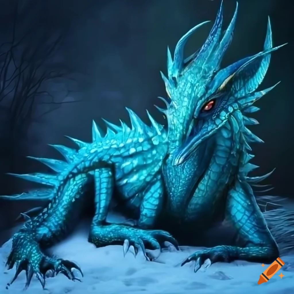 2024 happy new year with a blue dragon in a fantasy setting on Craiyon