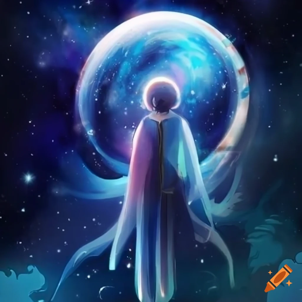 Abstract anime character in space