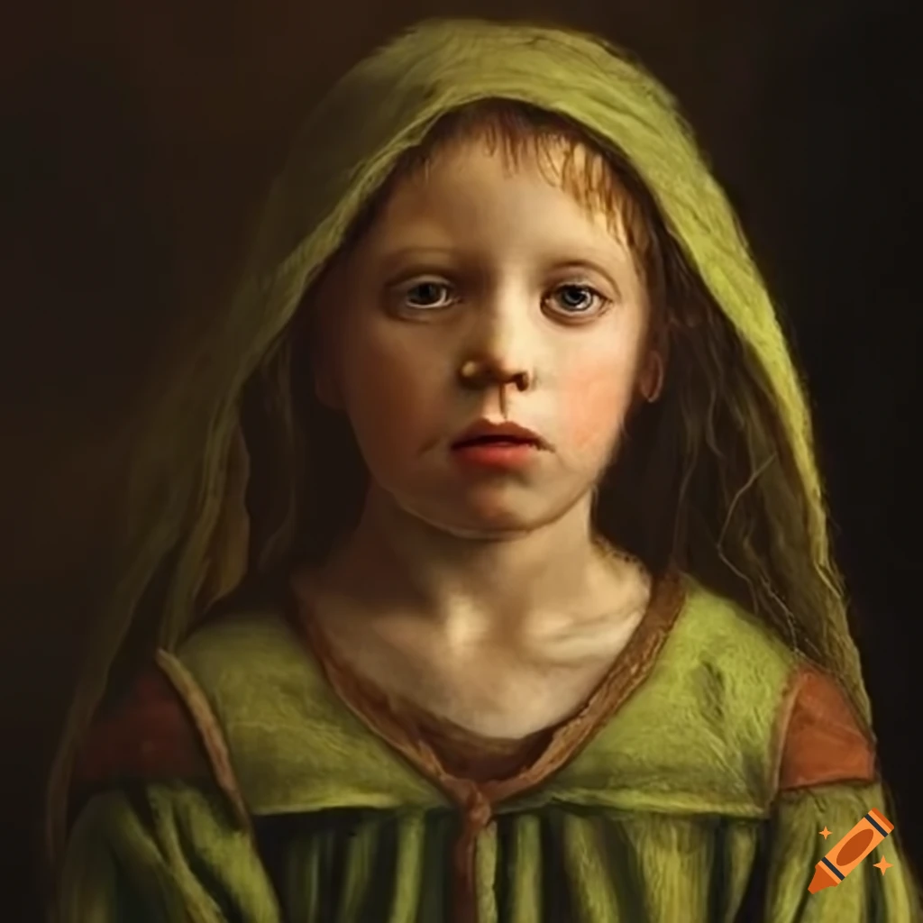 Illustration of the green children of woolpit on Craiyon