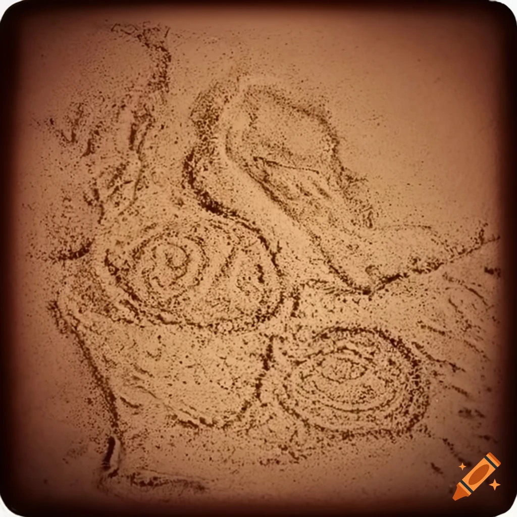 Tactile sand drawing created by human hands