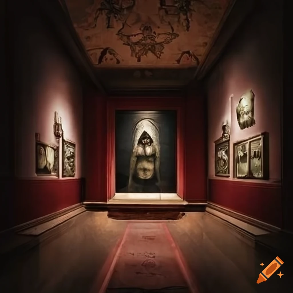 Haunting artwork in an art gallery interior on Craiyon