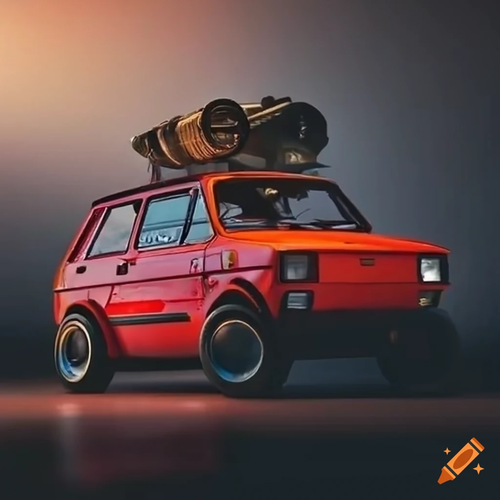 Image of a fiat 126p with jet engines