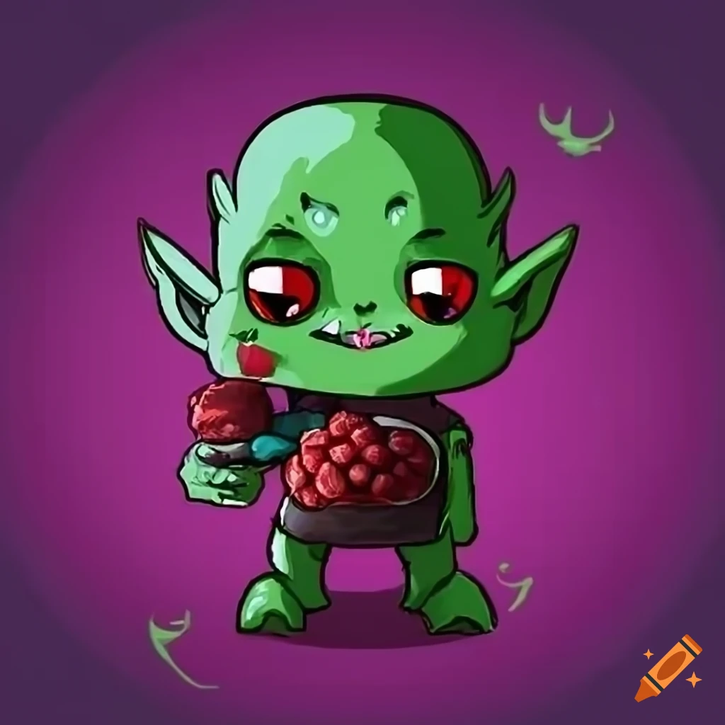 Cute orc holding a raspberry in a discord server icon