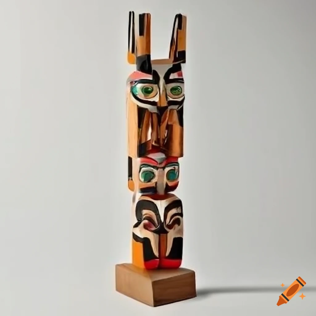 Cubist totem pole art on Craiyon