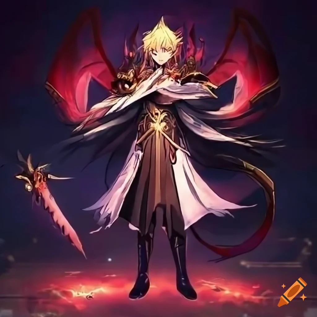 Anime-style full-length character as king of dragons on Craiyon