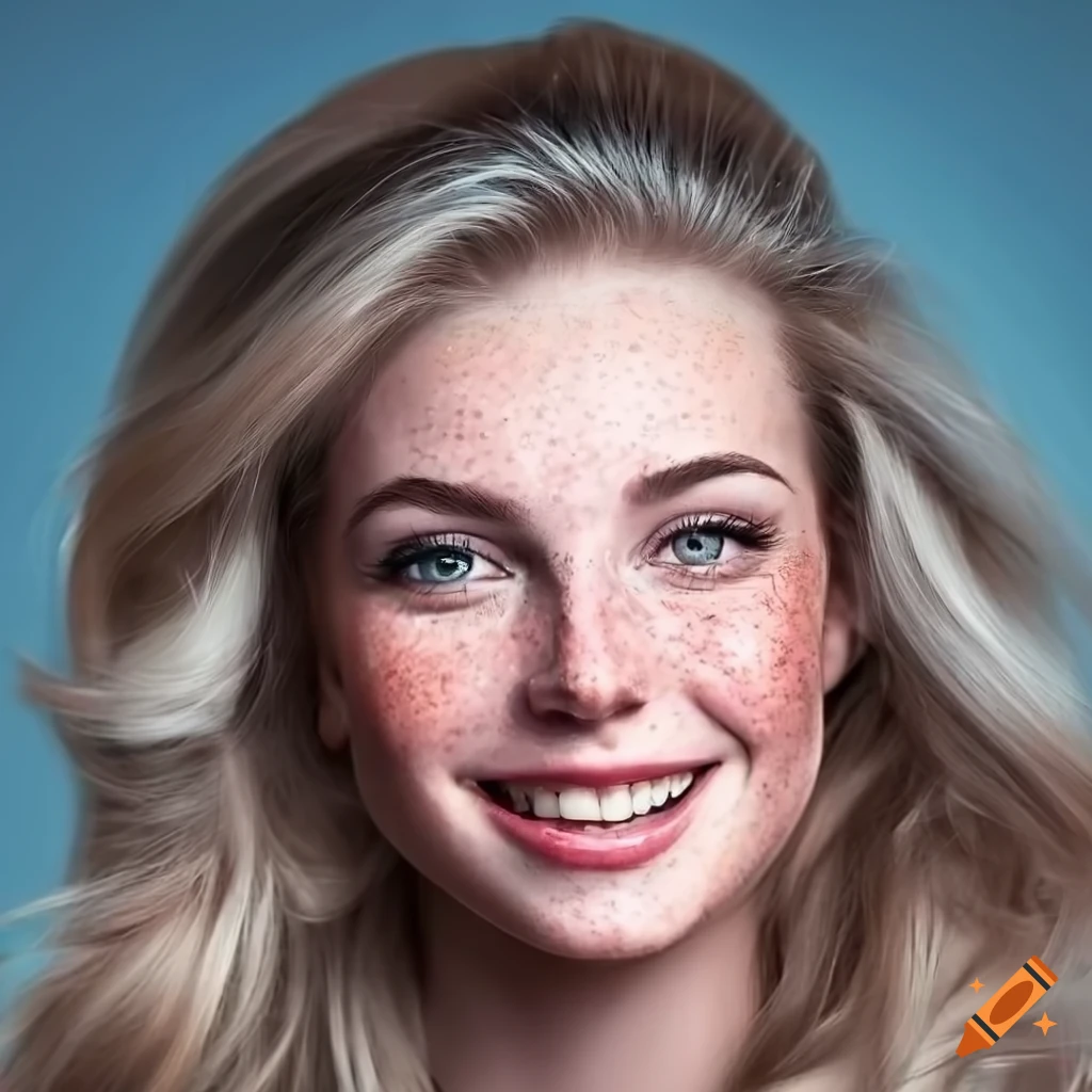 High Resolution Portrait Of A Beautiful Woman With Freckles And Blonde