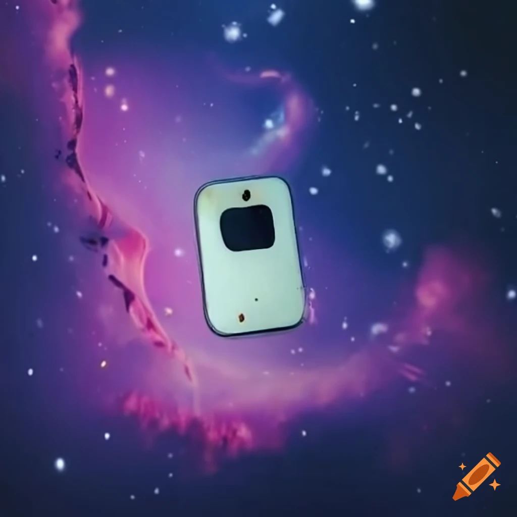 Conceptual art of an iphone floating in space