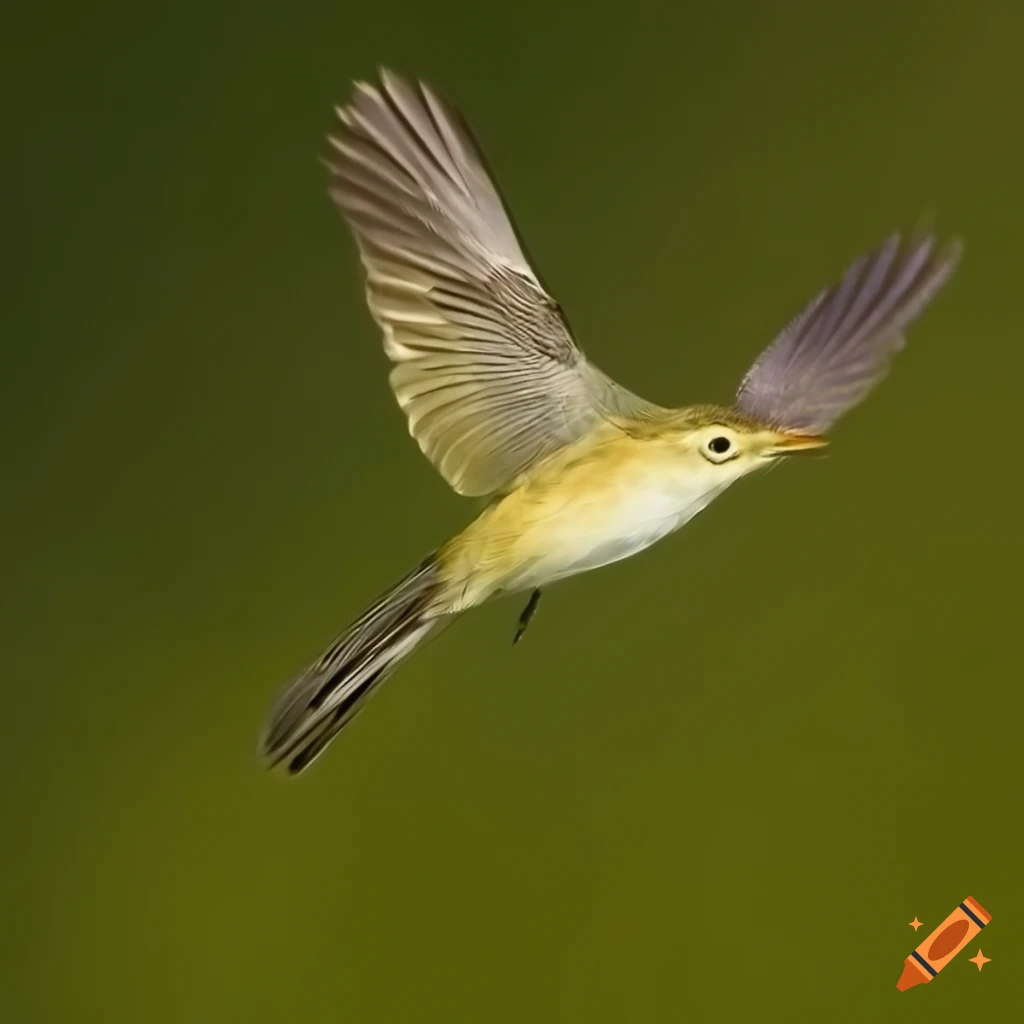 Willow warbler bird spreading its wings