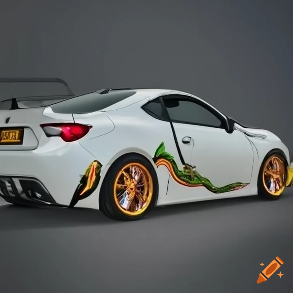 White Toyota 86 with Rayquaza decal on Craiyon